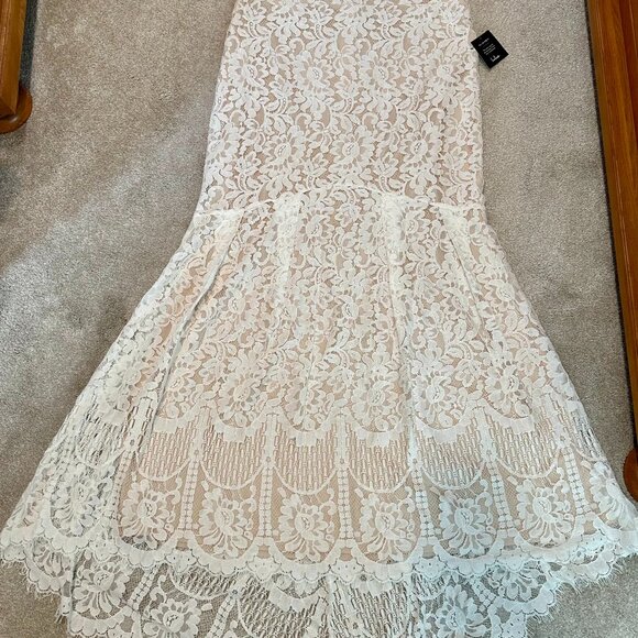 Lulus | Dresses | New Lulus Flynn Creamy White Lace Maxi Wedding Dress ...